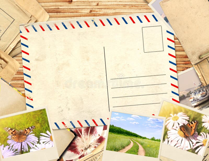 Frame with Postcard and Old Photos Stock Image - Image of memories ...
