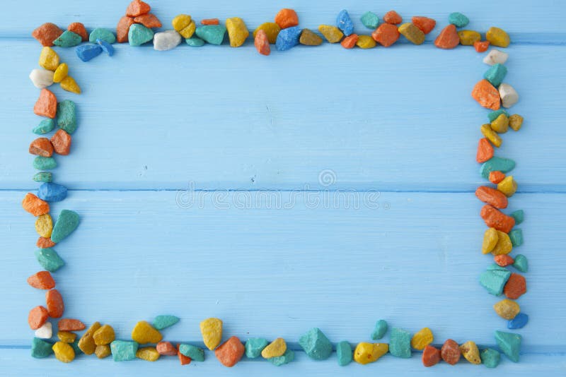 Frame of Pure Smooth Stones on a Wooden Background Stock Image - Image ...