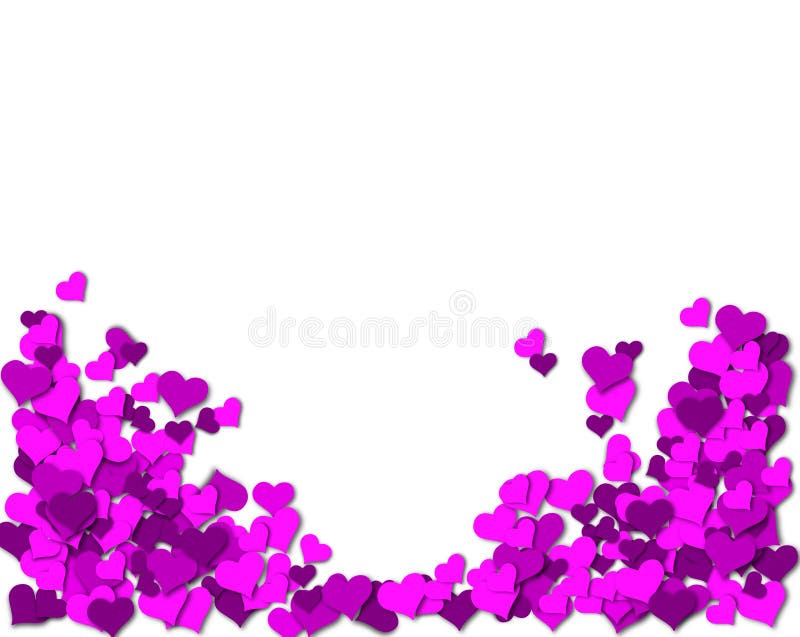 Frame of Purple Hearts on a White Background Stock Illustration ...