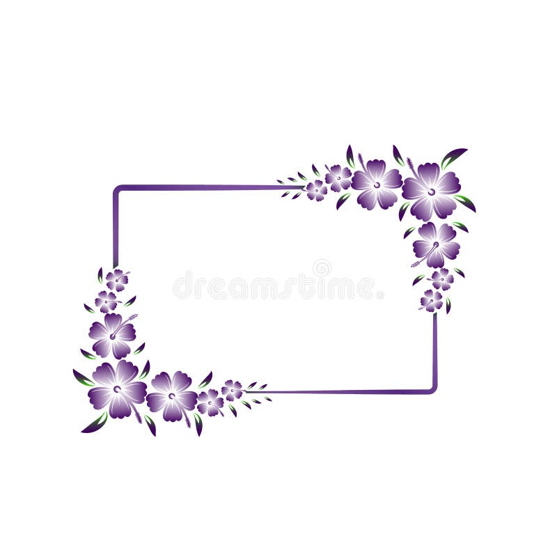 Frame Purple Rectangular with Flowers Stock Vector - Illustration of ...