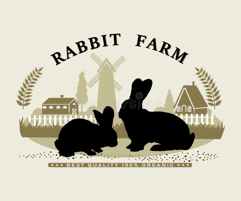 Frame with Rabbit Farm Objects Silhouettes and Text for Product Labels ...