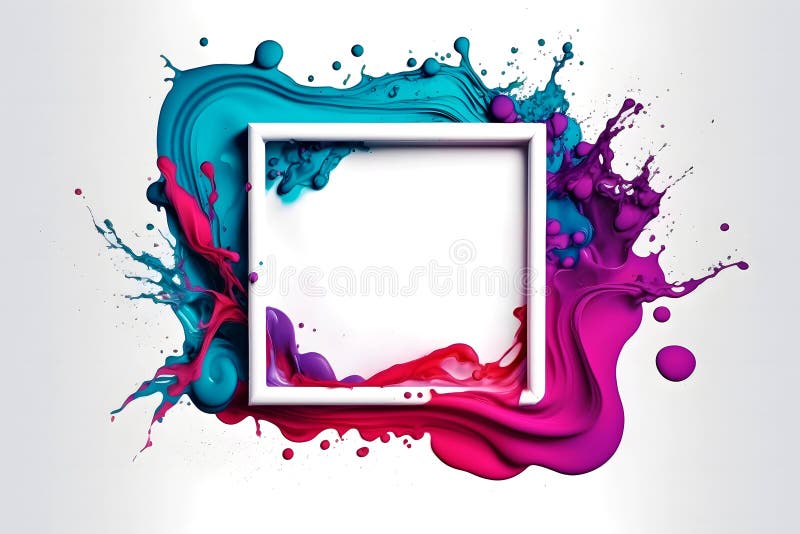Frame with Rainbow Paint Splash. Neural Network AI Generated Stock ...