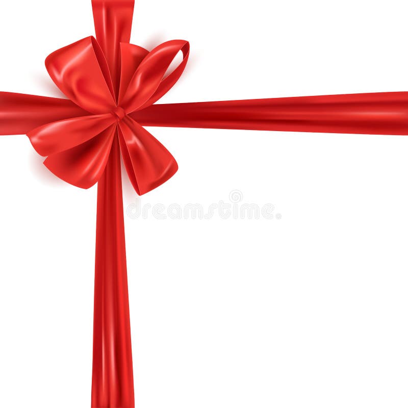 Frame with Realistic Red Ribbon Bow, Gift Wrap, Vector Illustration ...