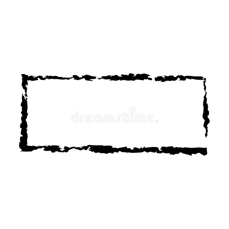 Frame Rectangle Elongated Texture Element, Outline Border Grunge Shape ...
