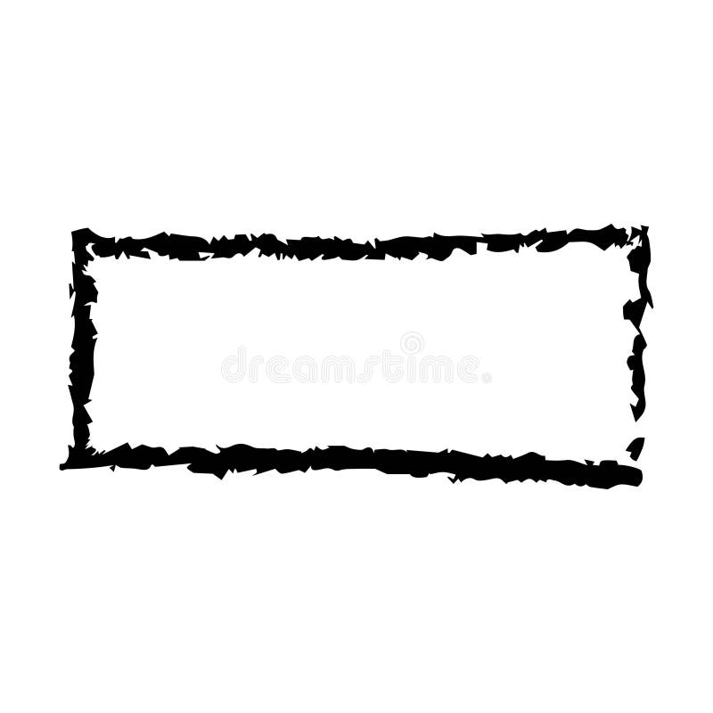 Frame Rectangle Elongated Texture Element, Outline Border Grunge Shape ...