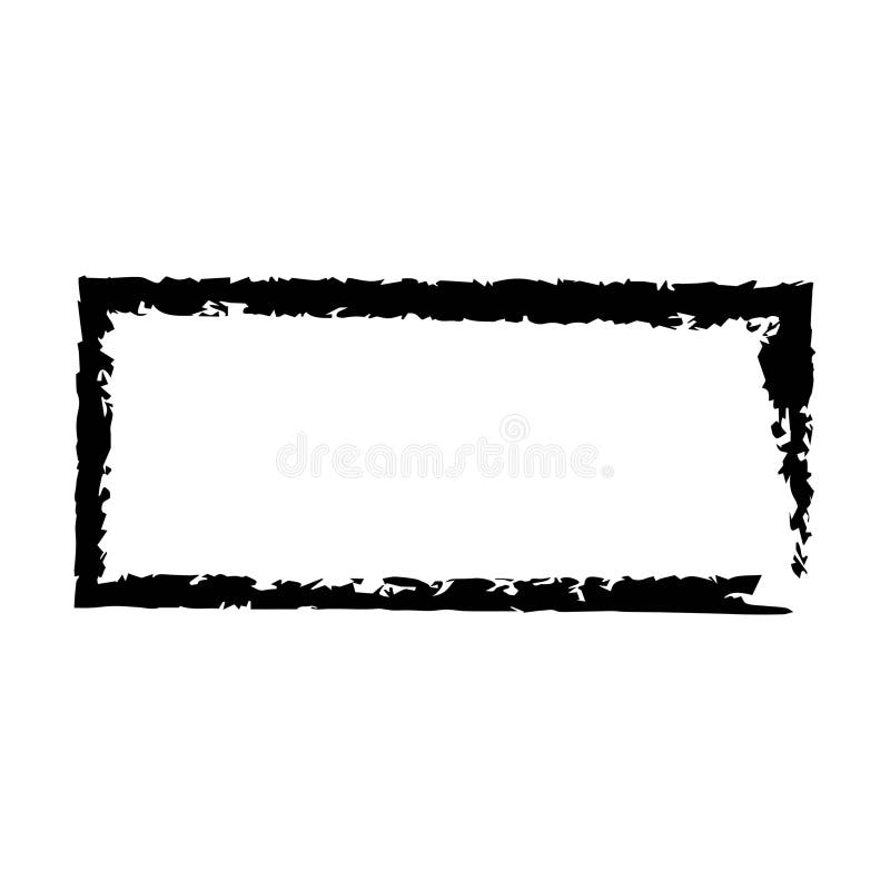 Frame Rectangle Elongated Texture Element, Outline Border Grunge Shape ...