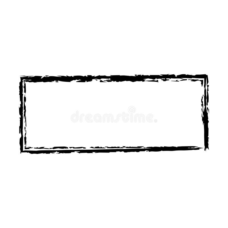 Frame Rectangle Elongated Texture Element, Outline Border Grunge Shape ...
