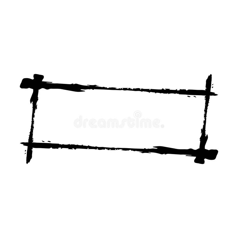Frame Rectangle Elongated Texture Element, Outline Border Grunge Shape ...