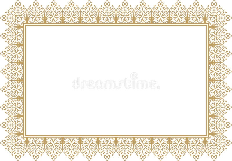 Golden Rectangular Frame Border Element, Suitable for Certificate ...