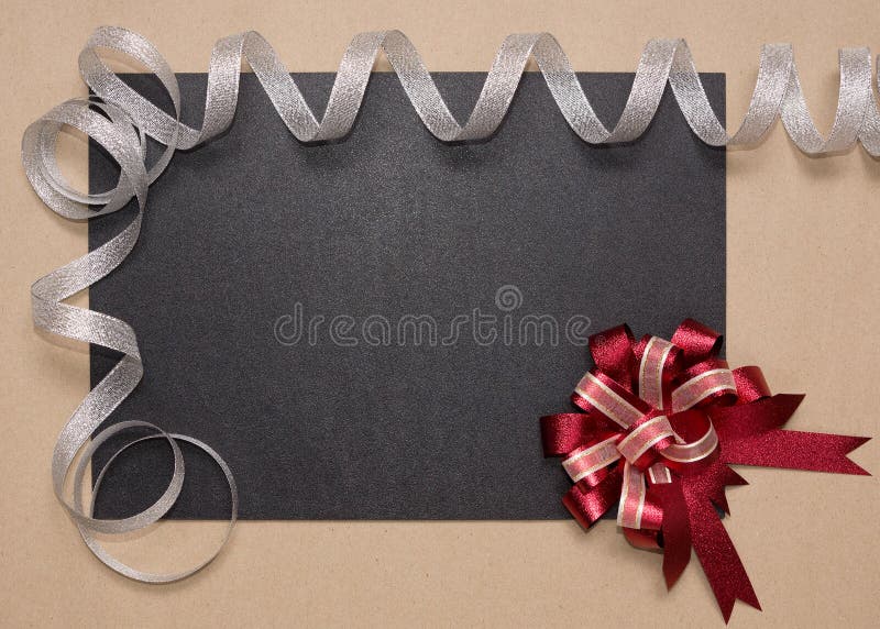 Frame with Red Bow and Silver Ribbon Stock Photo - Image of text ...