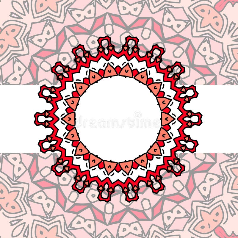 Frame red mandala stock vector. Illustration of circle - 51535333