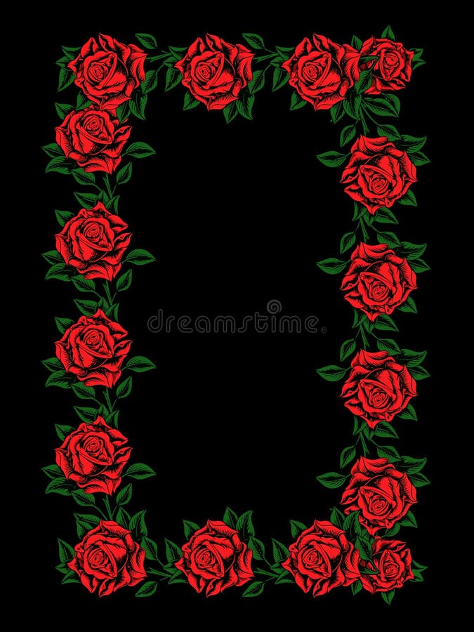 Frame Red Rose Vector Design Full Editable Color Stock Vector ...