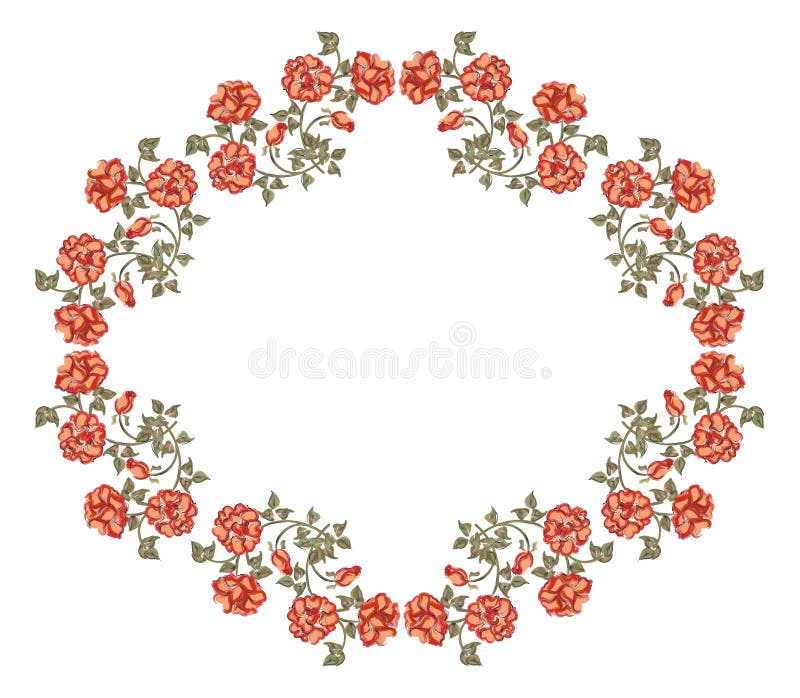 Vintage Calligraphic Frame with Pink Roses. Vector Stock Vector ...
