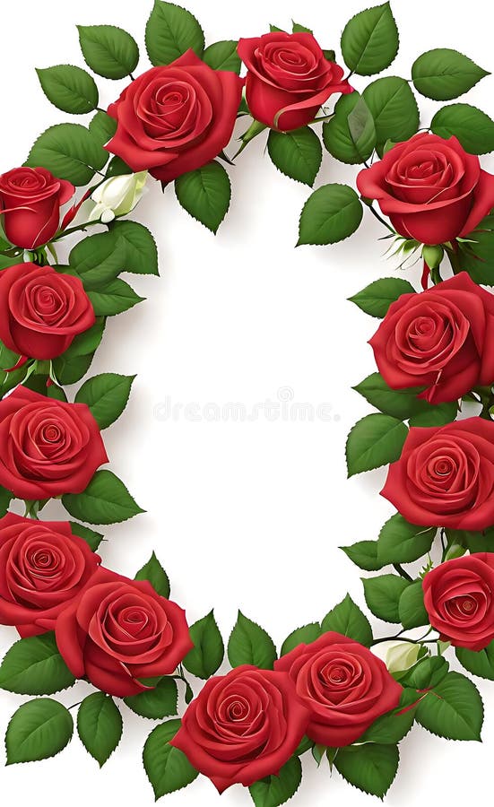 A Frame of Red Roses on a Background. Stock Illustration - Illustration ...