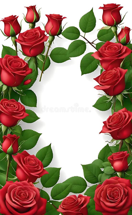 A Frame of Red Roses on a Background Stock Photo - Image of wedding ...