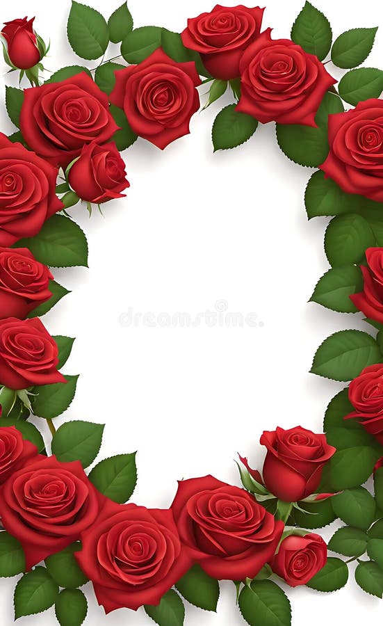 A Frame of Red Roses on a Green Stock Photo - Image of flowers, nature ...
