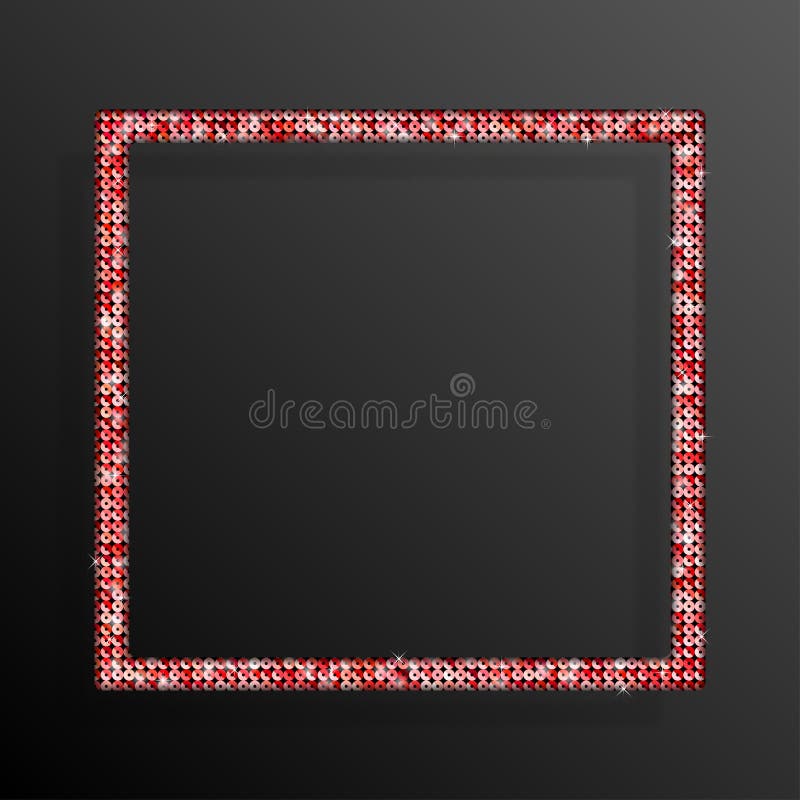 Frame Red Sequins Square. Glitter, Sparkle. Stock Vector - Illustration ...