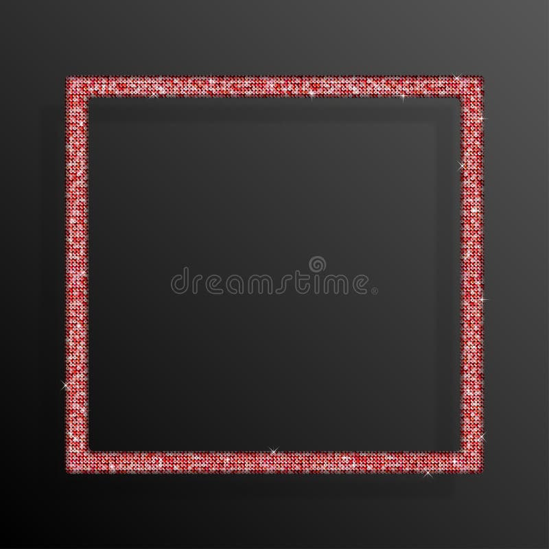 Frame Red Sequins Square. Glitter, Sparkle. Stock Vector - Illustration ...