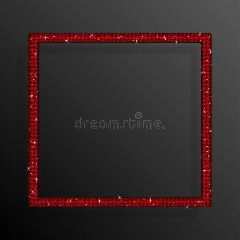 Frame Red Sequins Square. Glitter, Sparkle. Stock Vector - Illustration ...