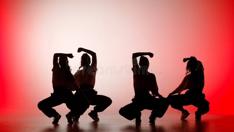 In the Frame on a Red, White Background, Gradient. Dancing Group ...