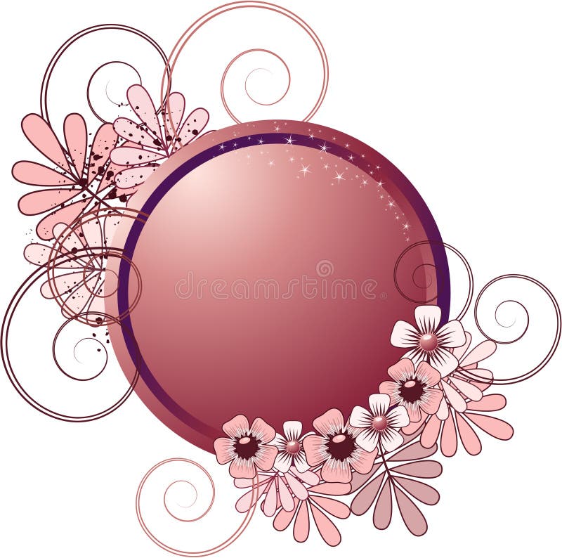 Frame redondo com flores ilustração do vetor. Ilustração de estilo ...