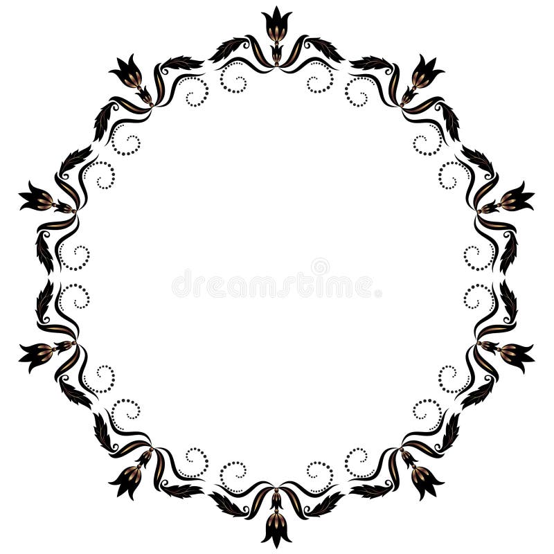 Frame redondo decorativo ilustração do vetor. Ilustração de folhagem ...