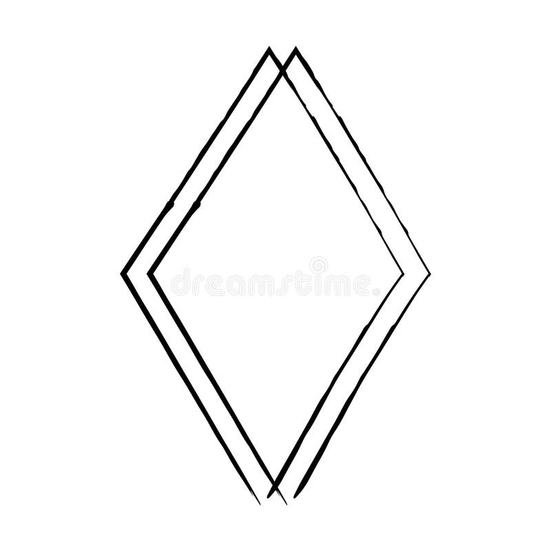 Frame Rhombus Texture Element, Outline Border Grunge Shape Icon ...