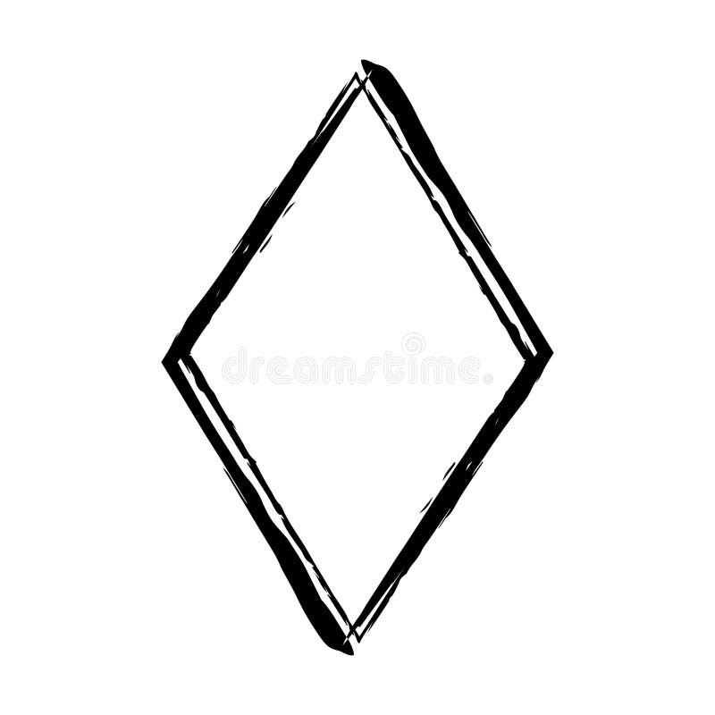 Frame Rhombus Texture Element, Outline Border Grunge Shape Icon ...