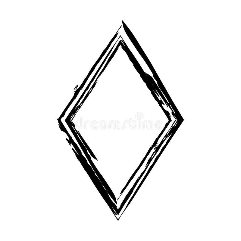 Frame Rhombus Texture Element, Outline Border Grunge Shape Icon ...