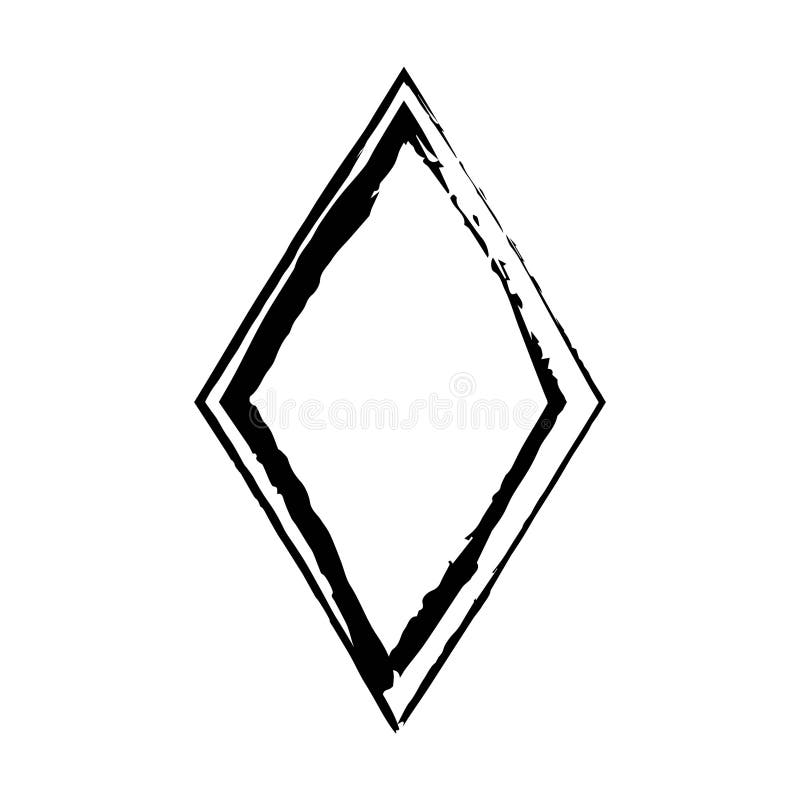 Frame Rhombus Texture Element, Outline Border Grunge Shape Icon ...