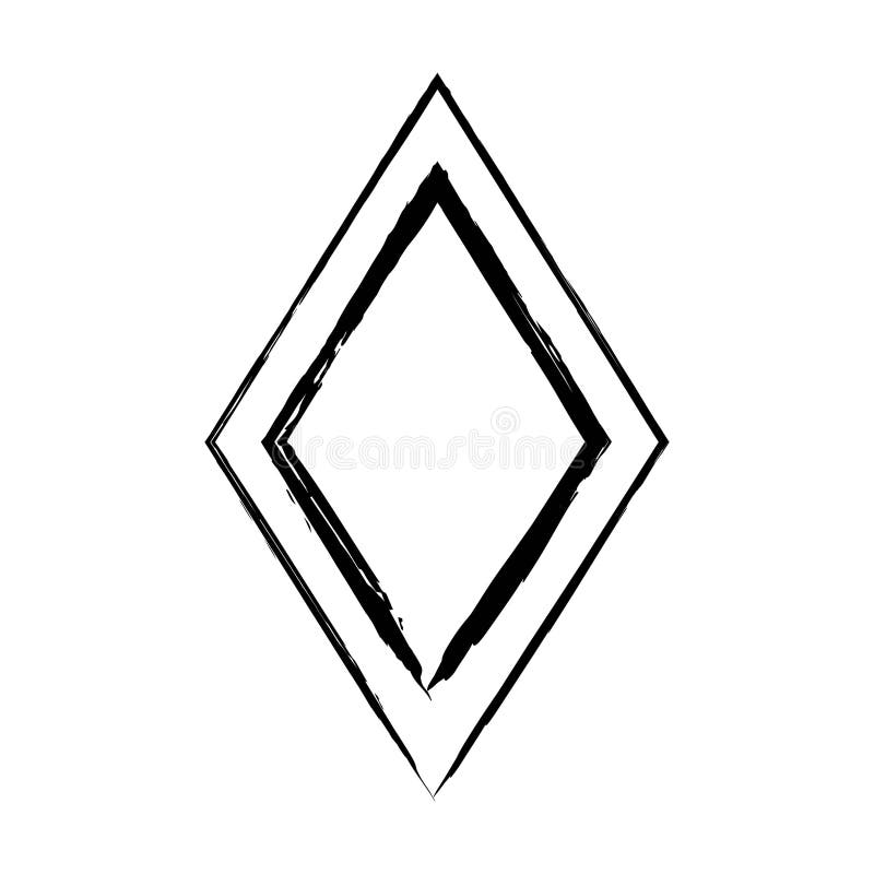 Frame Rhombus Texture Element, Outline Border Grunge Shape Icon ...