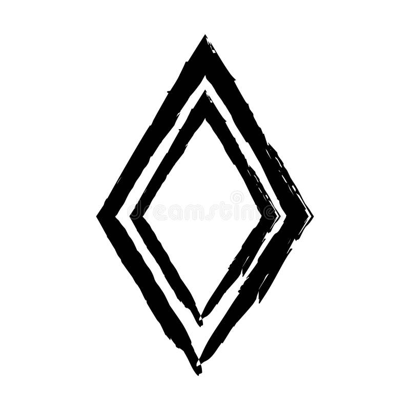 Frame Rhombus Texture Element, Outline Border Grunge Shape Icon ...