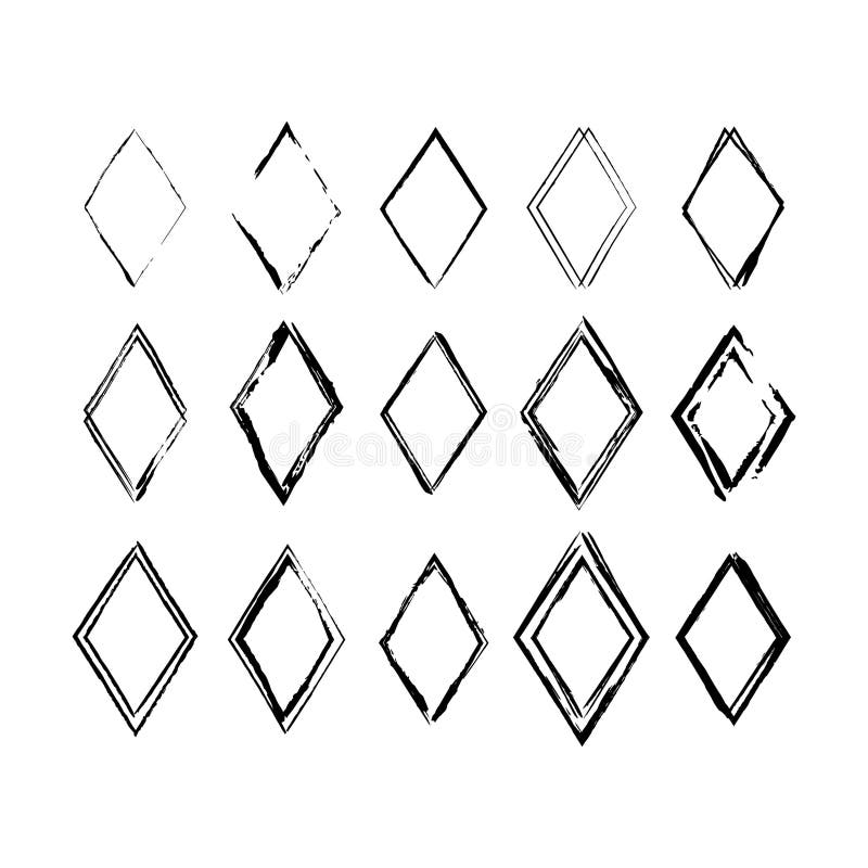 Frame Rhombus Texture Element, Outline Border Grunge Shape Icon ...