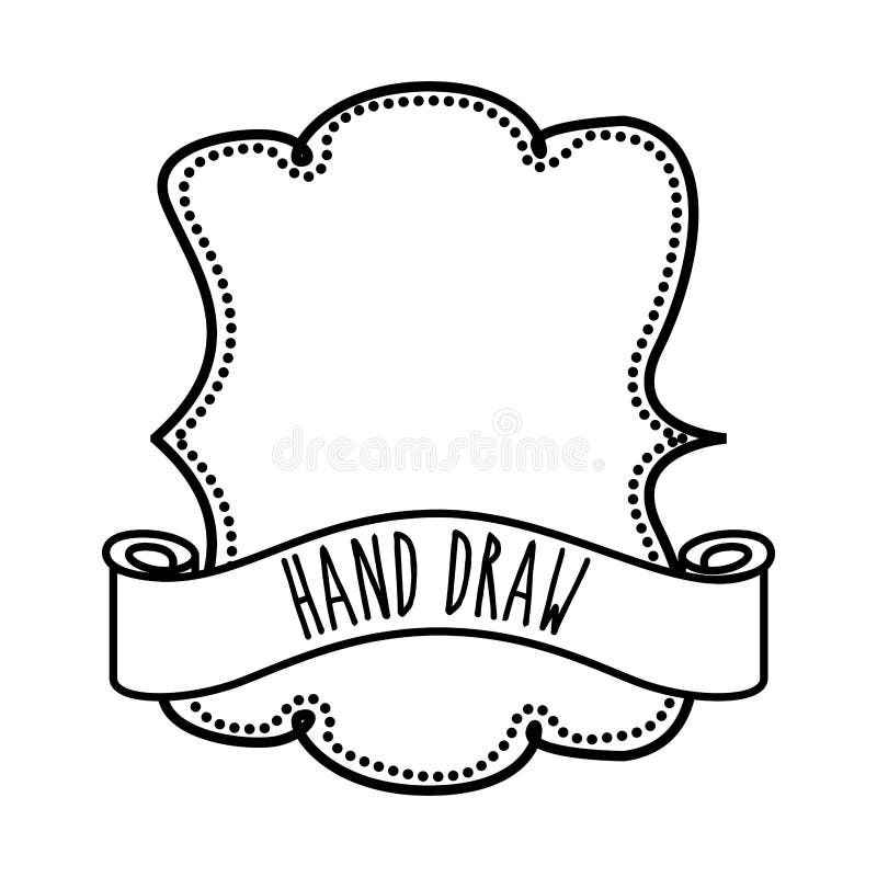 Frame with Ribbon Icon. Hand Draw Label Design. Vector Graphic Stock ...