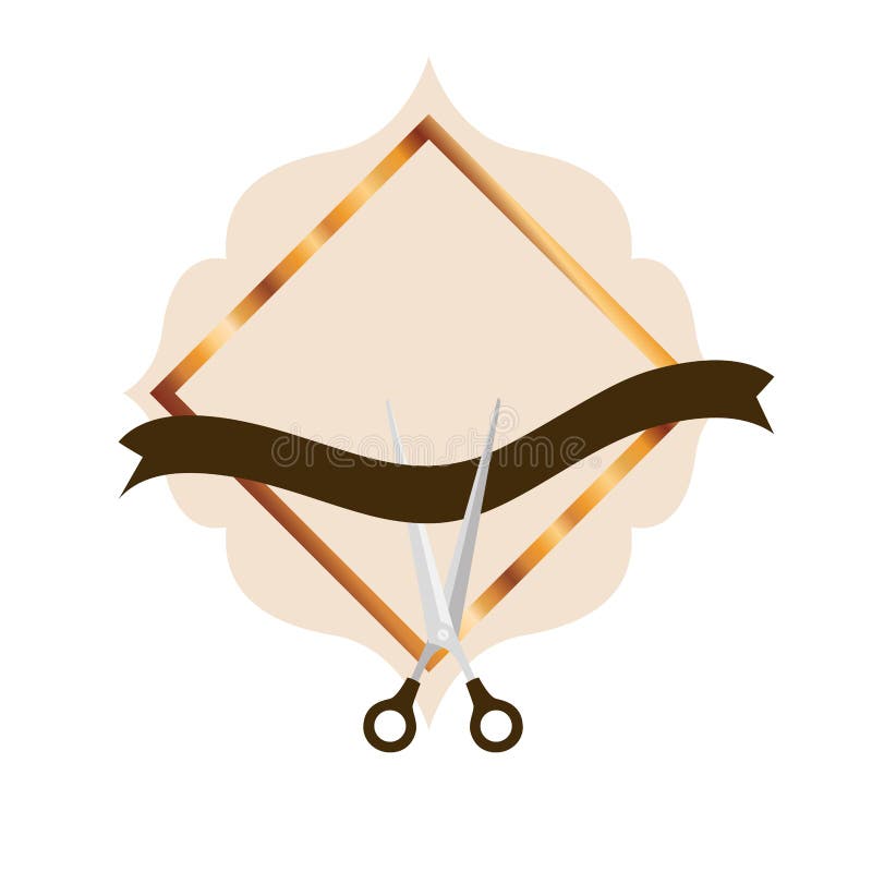 Frame with Ribbon and Scissor in White Background Stock Vector ...