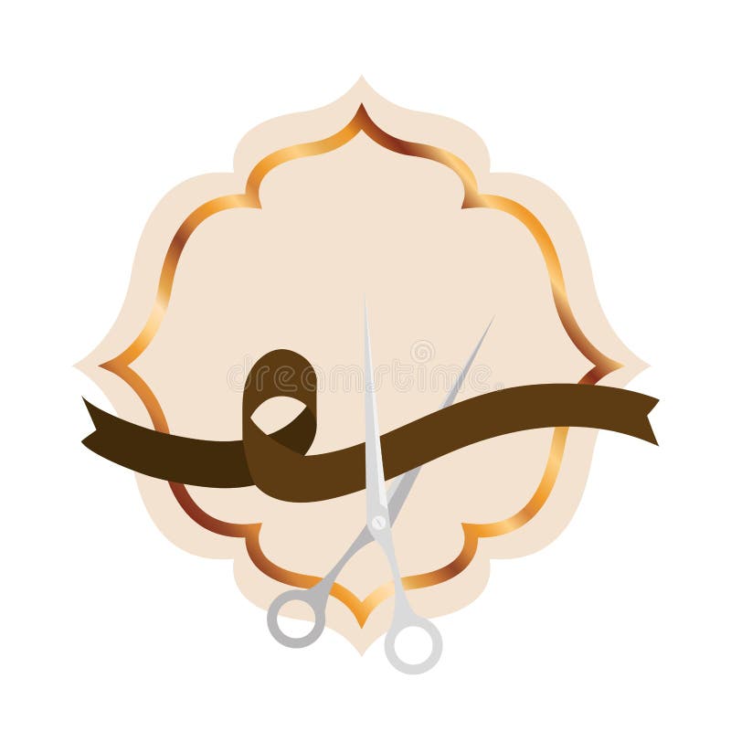 Frame with Ribbon and Scissor in White Background Stock Vector ...