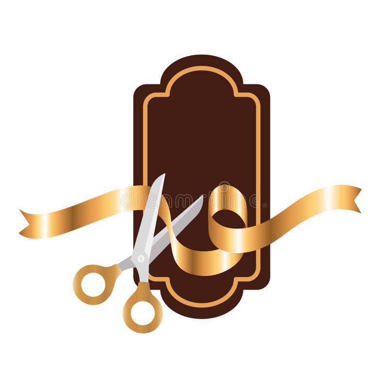 Frame with Ribbon and Scissor in White Background Stock Vector ...