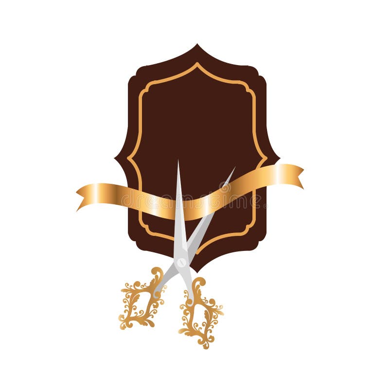 Frame with Ribbon and Scissor in White Background Stock Vector ...