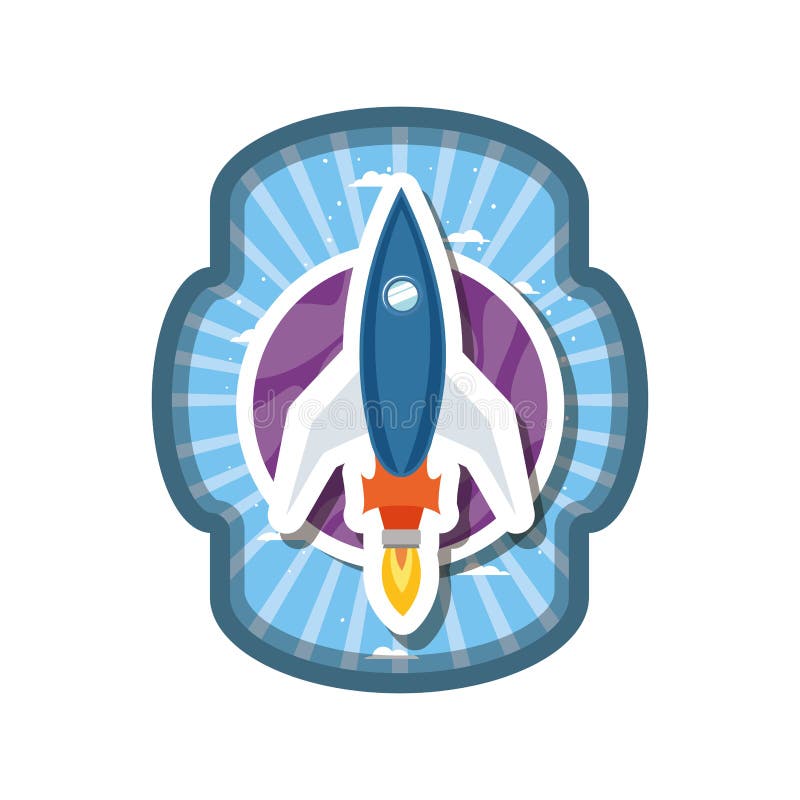 Frame with Rocket Flying and Planet of the Solar System Stock Vector ...