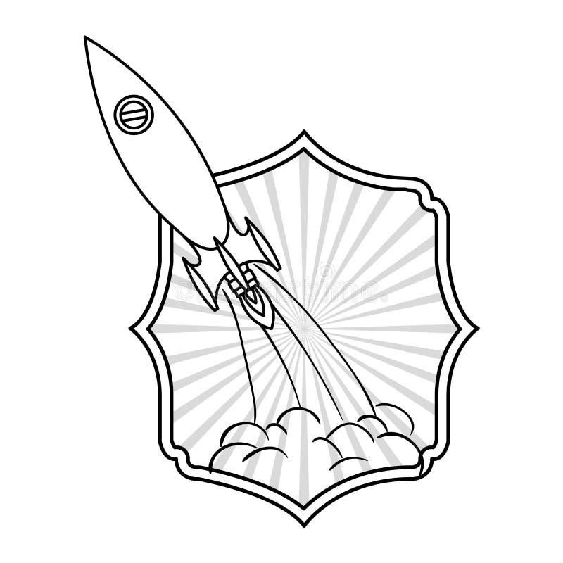 Frame with Rocket Taking Off Icon Stock Vector - Illustration of ...