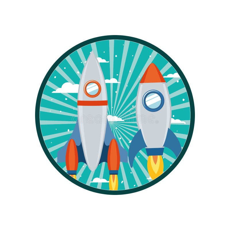 Frame with Rocket Taking Off Icon Stock Vector - Illustration of rocket ...