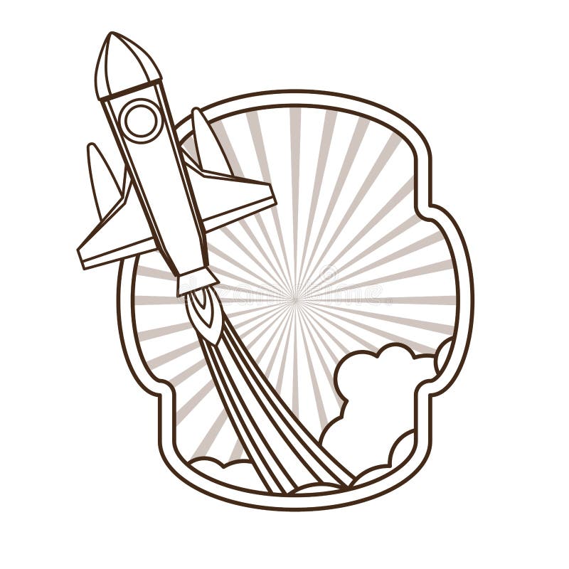 Frame with Rocket Taking Off Icon Stock Vector - Illustration of idea ...
