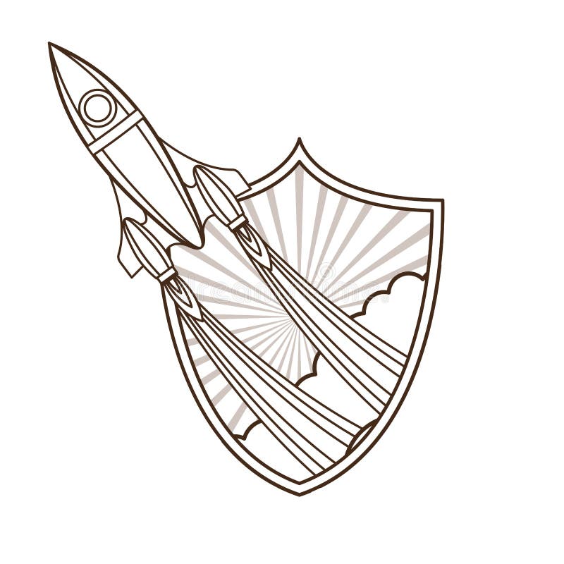 Frame with Rocket Taking Off Icon Stock Vector - Illustration of brand ...