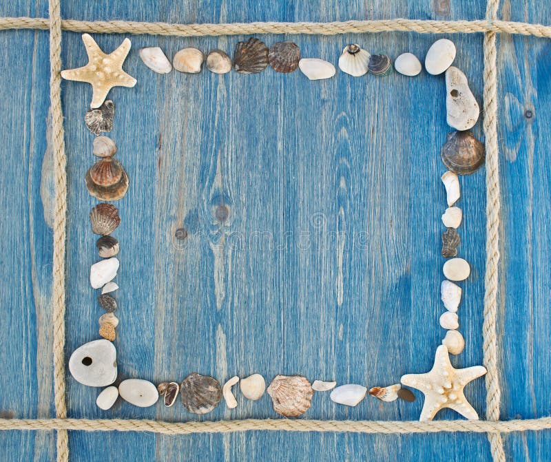 Sea frame with rope stock photo. Image of shell, design - 39415314