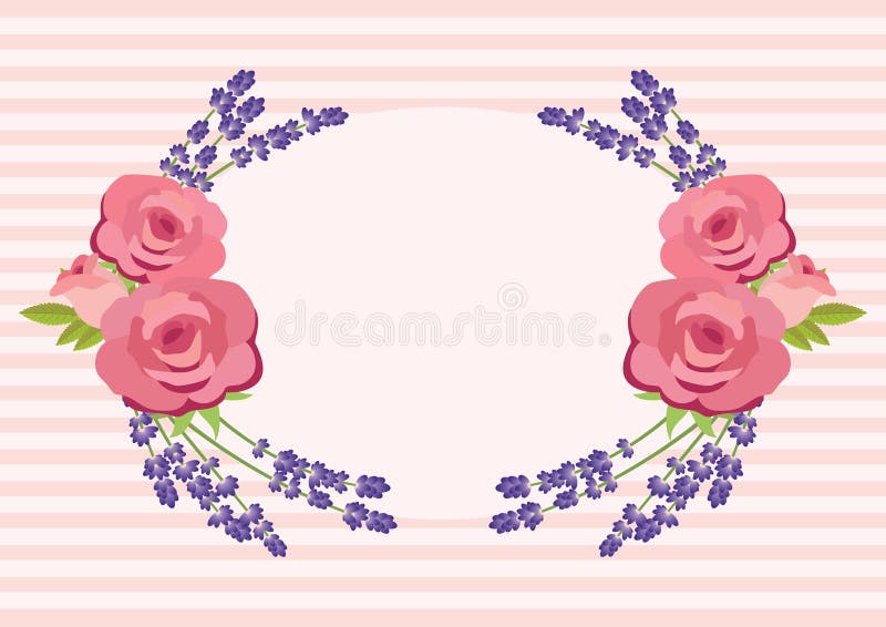 Roses and Lavender Empty Round Decorative Frame Vector Stock Vector ...