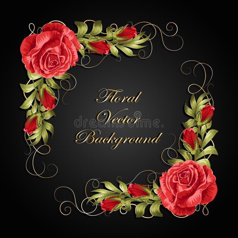 Frame with Roses and Leaves. Stock Illustration - Illustration of ...