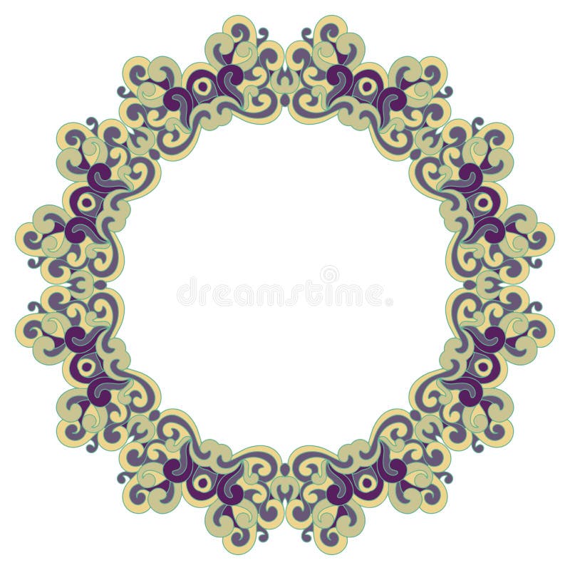 Black & White Round Scroll Frame Stock Vector - Illustration of pattern ...