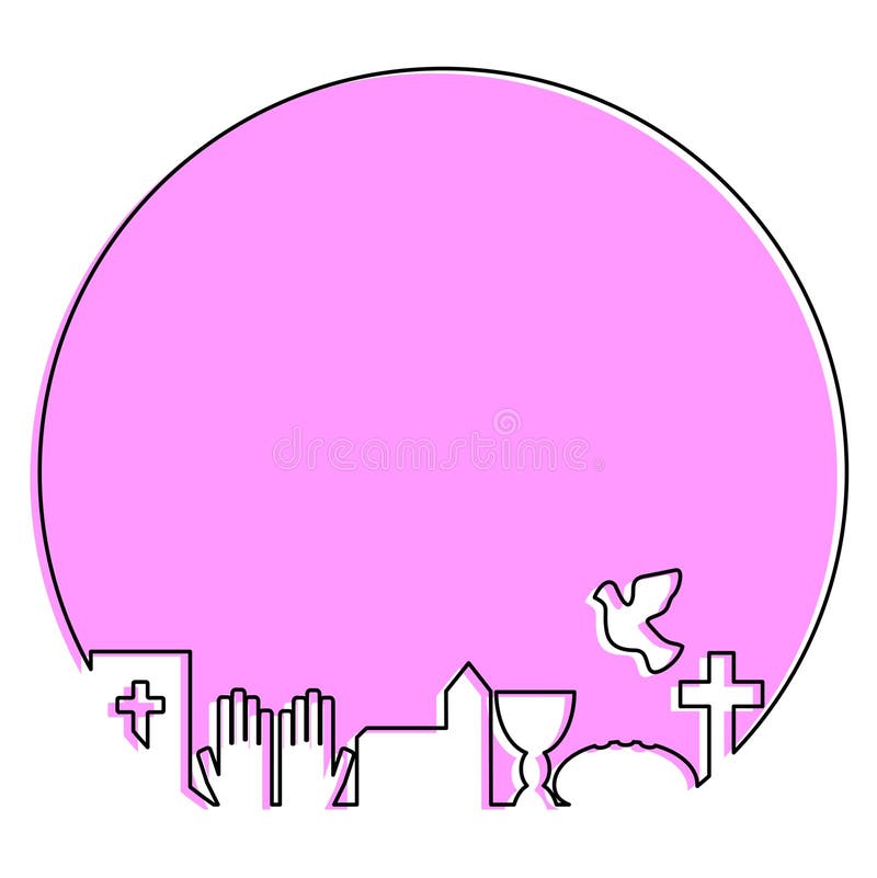 Frame Round Made of Christian Symbols. Stock Illustration ...