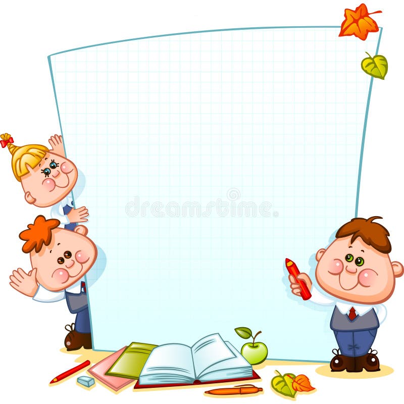 School Template with Children. Frame for Text Stock Vector ...