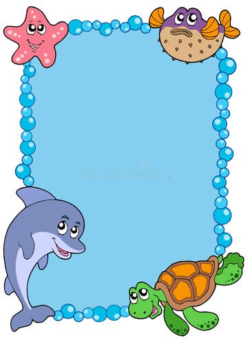 Frame with sea animals 1 stock vector. Illustration of cartoon - 10747681